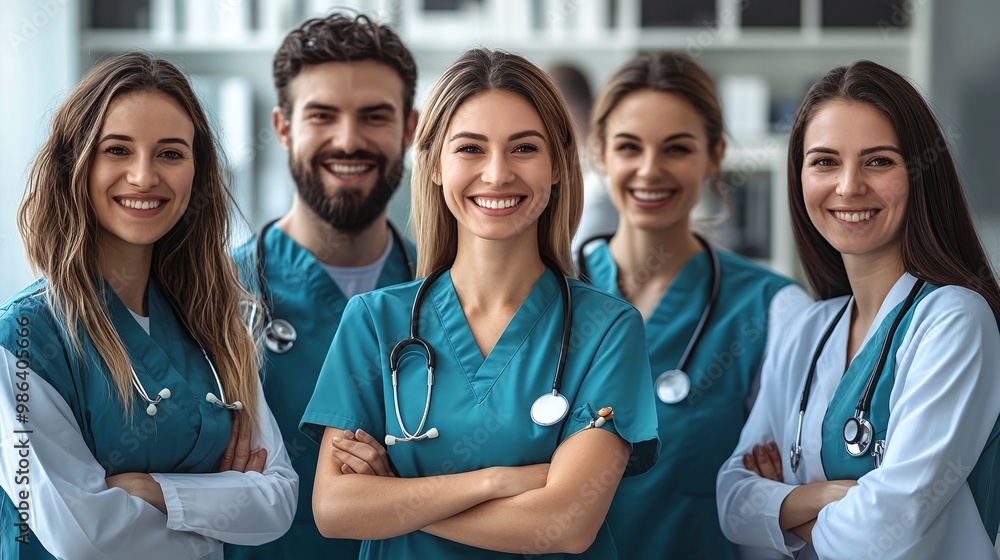 hospital medical team banner featuring a group of healthy, smiling ...