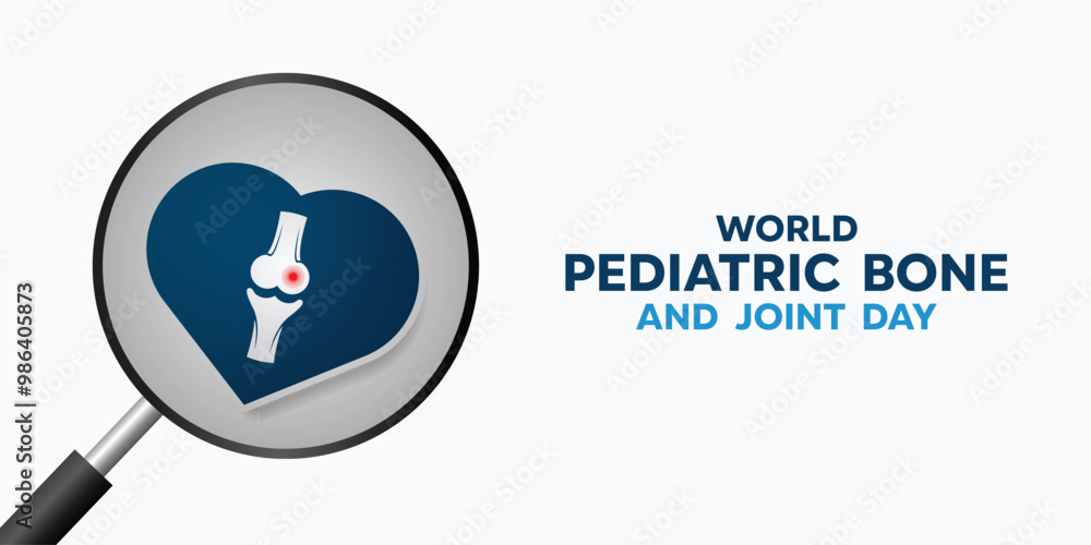 World Pediatric Bone and Joint Day. Bone, heart and magnifying glass ...