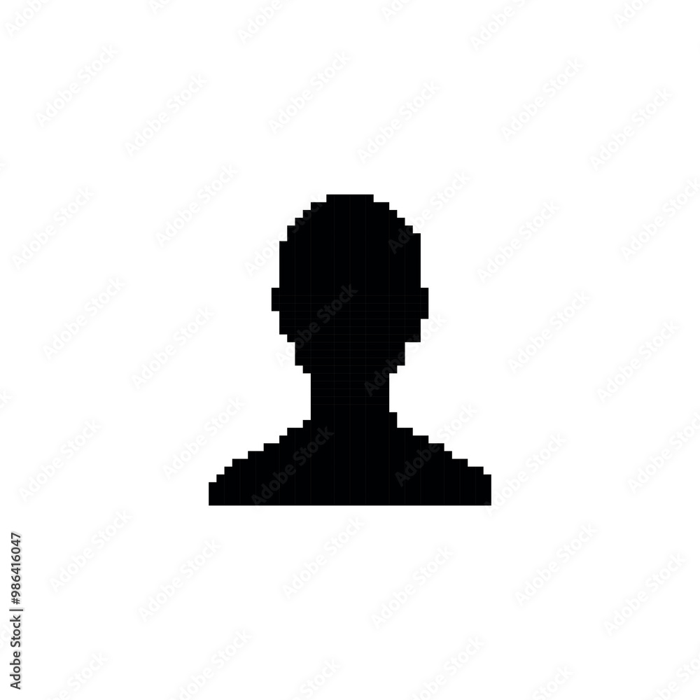 Pixel art black human silhouette. Minimalistic human figure icon in ...