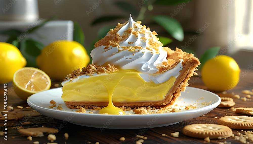 Deconstructed lemon meringue pie featuring lemon curd spheres, meringue ...