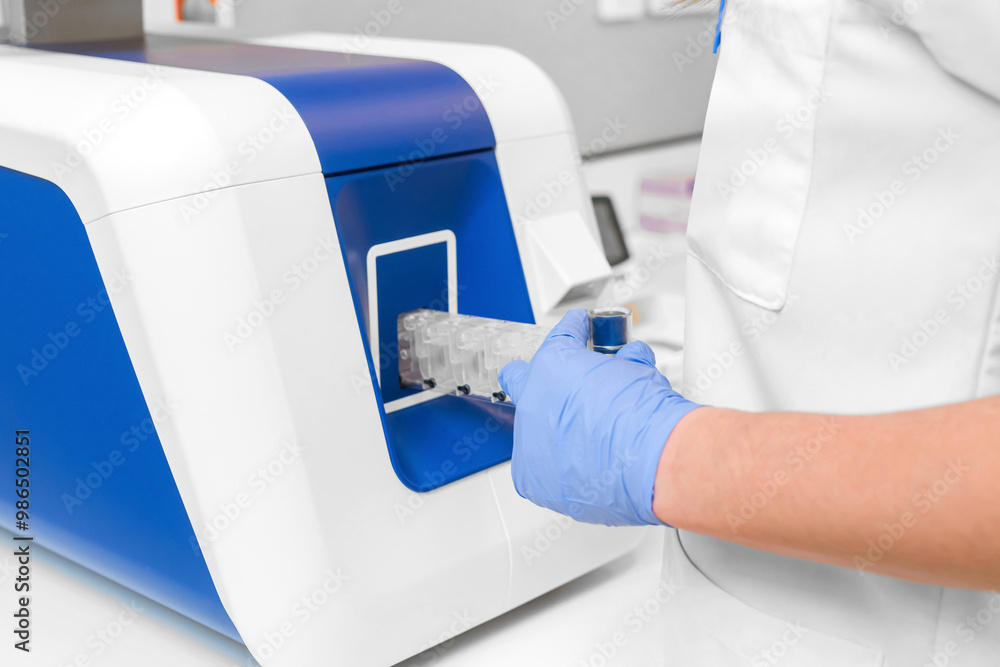 Researcher, scientist, physicist or laboratory assistant working ...