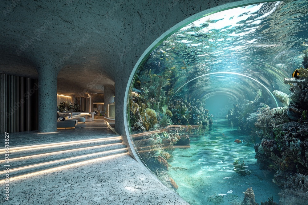 Futuristic Underwater Dome Architectural Rendering with Eco-Friendly ...