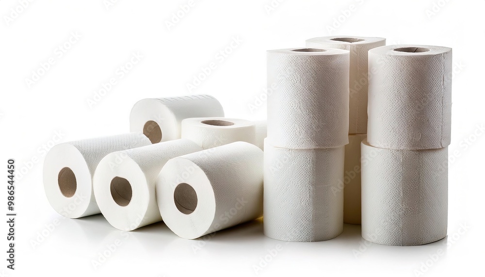 Full rolls of toilet paper disposable restroom or bathroom tissue. long ...