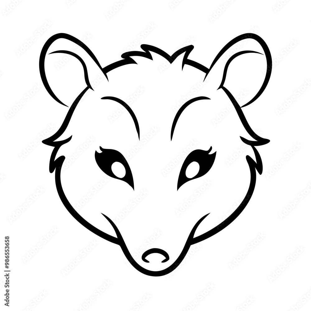 Vetor de Monochrome Fantasy Possum Face Silhouette Vector | SVG ...