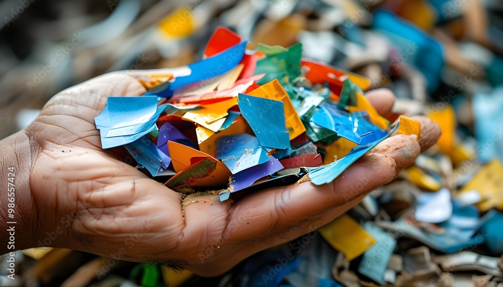 Eco-friendly initiative showcasing a human hand holding vibrant ...
