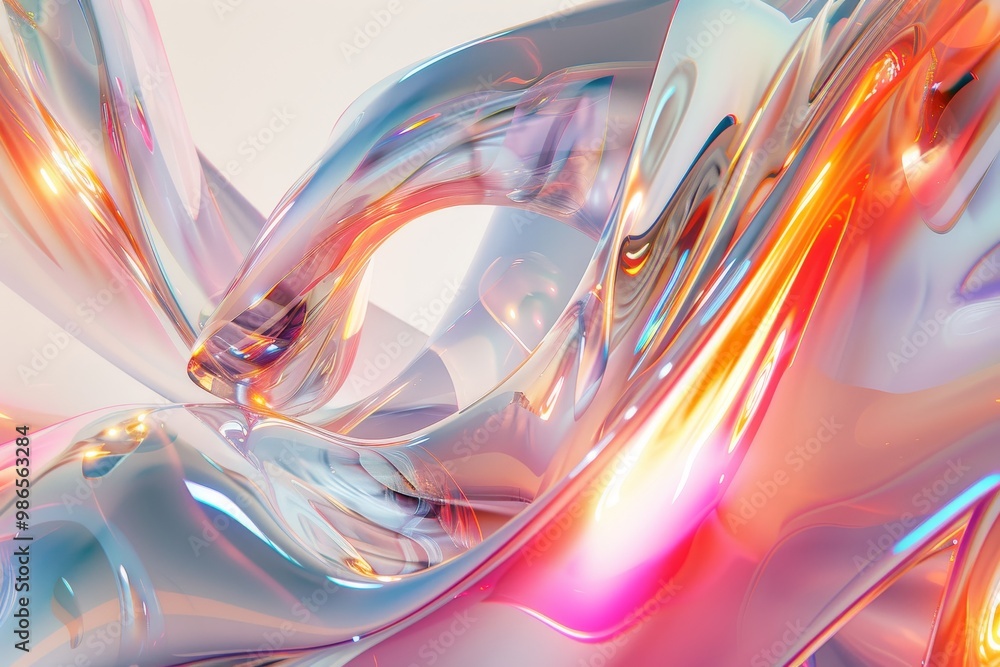 A vibrant composition of colorful geometric shapes and abstract forms ...