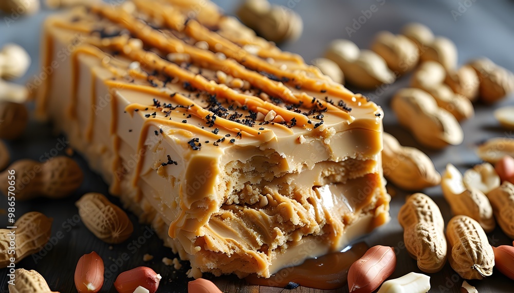 Creamy peanut butter magic bars with nutty flavors showcased in vibrant ...