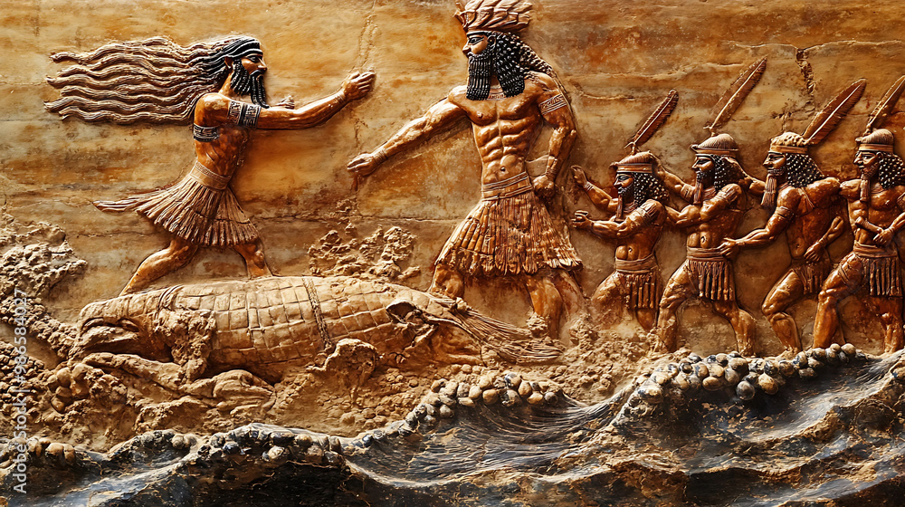 Atrahasis flood narrative depicted ancient cuneiform tablets showing ...