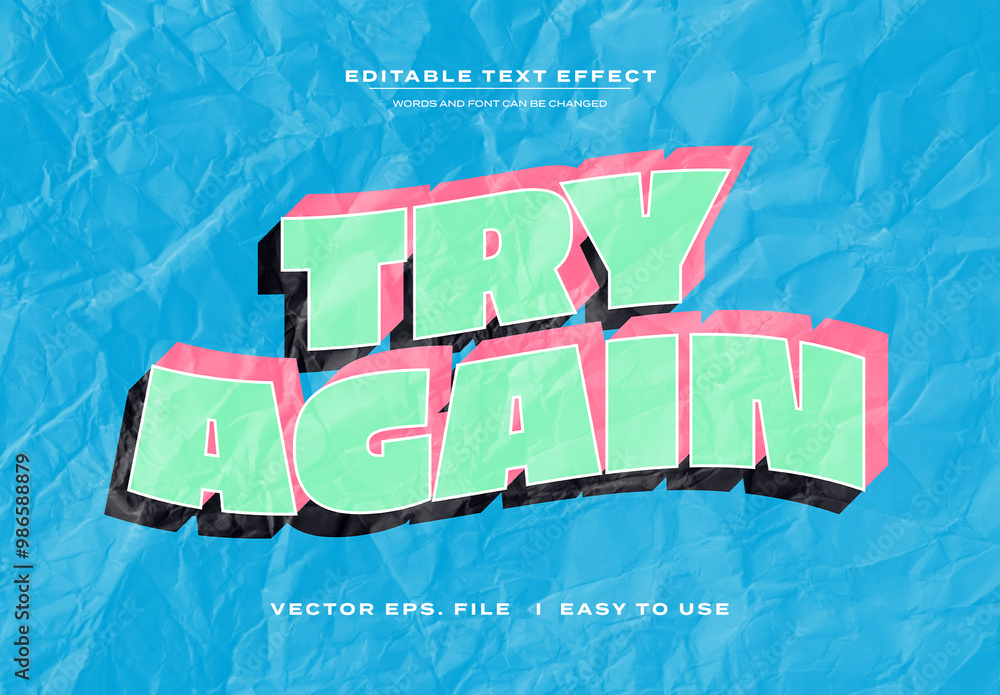 Crumpled Paper 3D Wavy Text Effect Stock Template | Adobe Stock