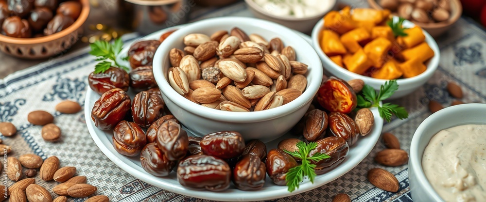Sumptuous Spread Of Traditional Arabic Food Served During Ramadan ...