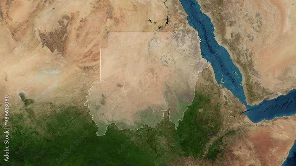 Zoom from Earth to Sudan. (Highlighted) World map animation with ...