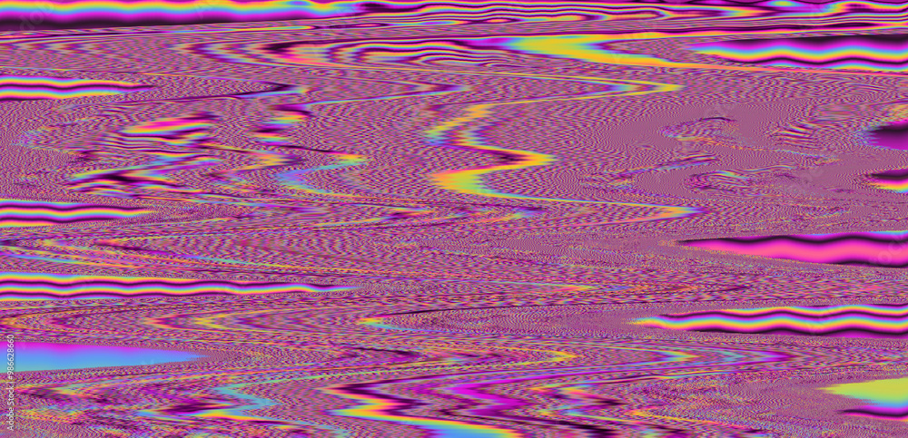 Digital glitch or a distorted video signal, with sharp angles and ...