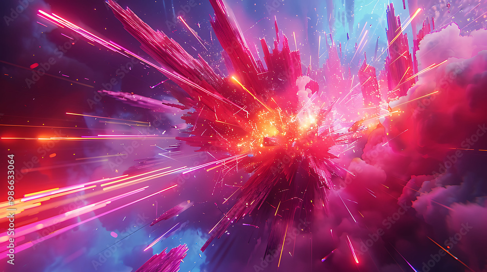 Artistic Conceptsdriven Abstract Art piece where 3D prisms shatter into ...