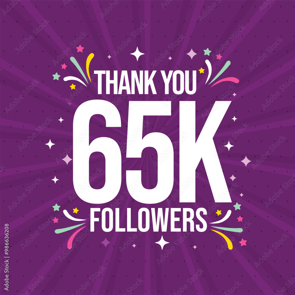 Thank You 65K Followers and subscribers celebration post design Stock ...