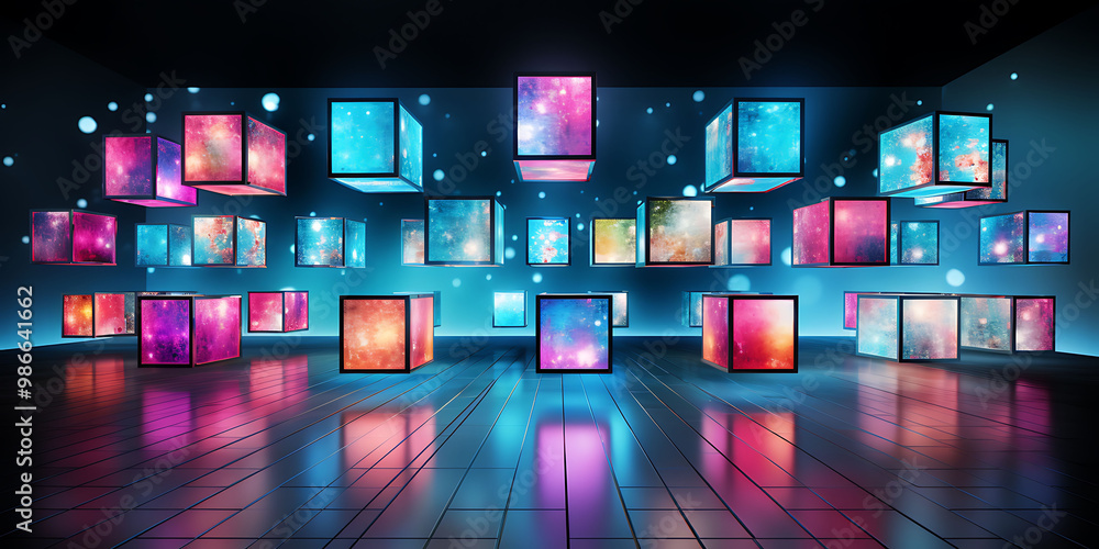 Augmented reality abstract art installation where digital visuals ...