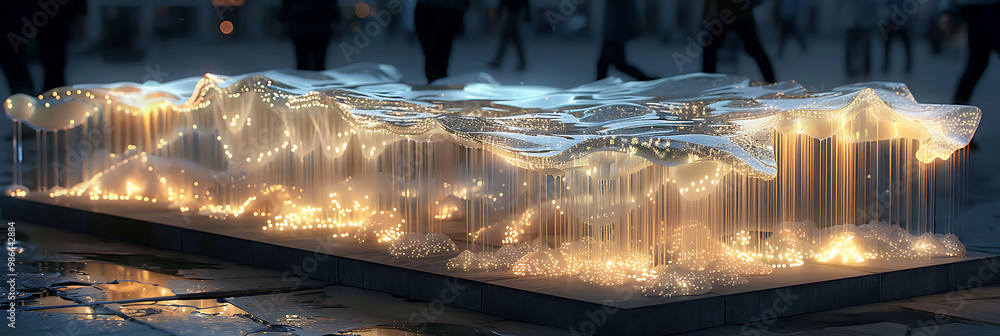 Augmented reality art installation a beach where digital waves rise and ...