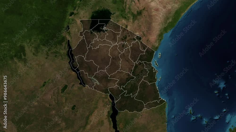 Zoom from Earth to Tanzania. (with Provinces) World map animation with ...