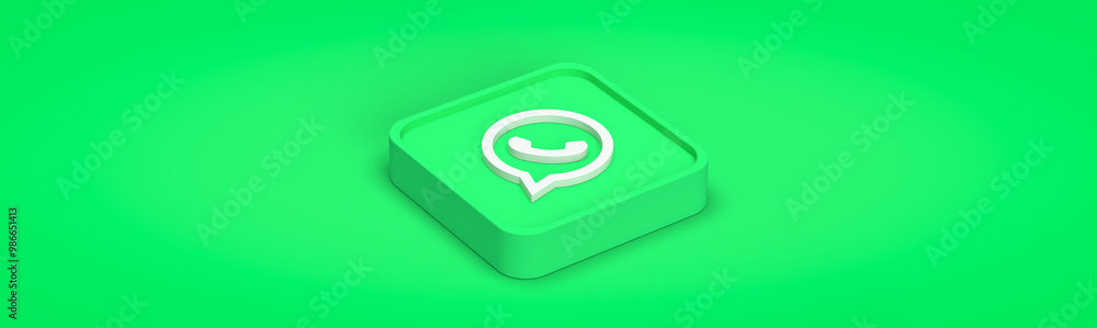 WhatsApp messenger icon and cube, box. 3d render on the topic of social ...