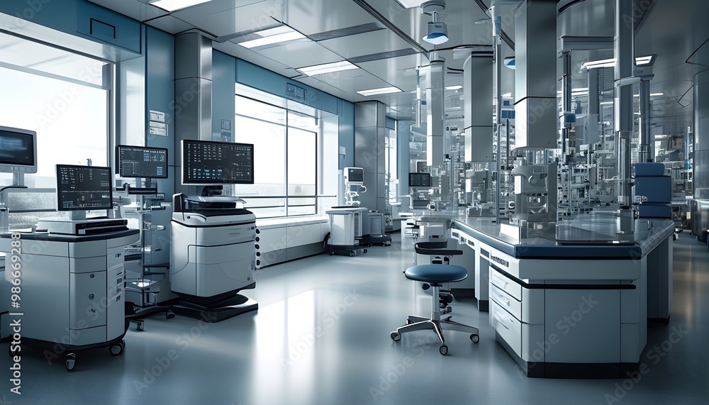 Innovative Healthcare Technology in a Modern Hospital Laboratory during ...