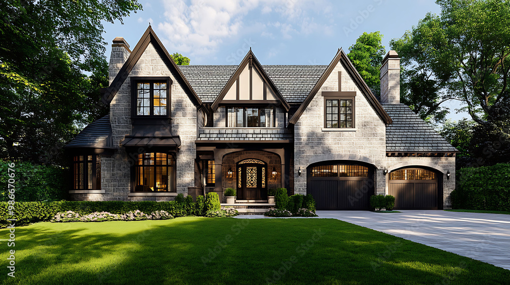 Tudor Revival house exterior design charming front elevation historical ...