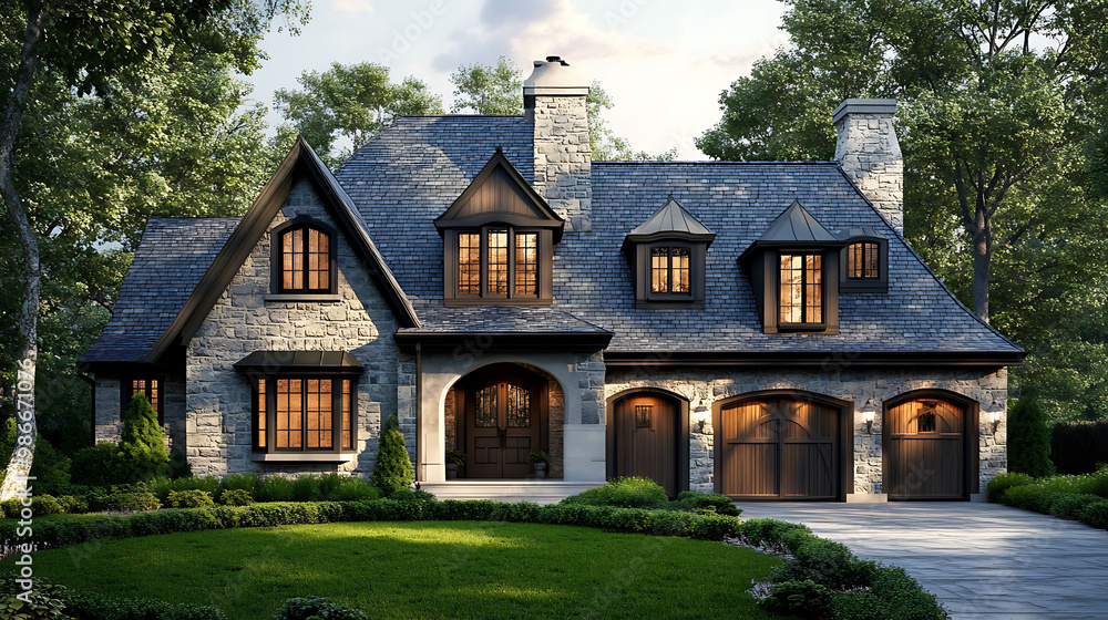 Tudor Revival house exterior design striking front elevation historical ...