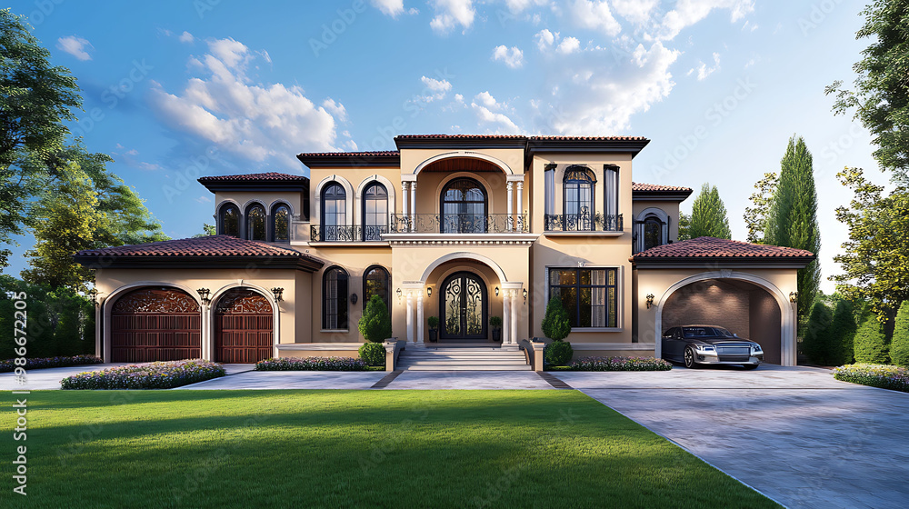 Venetian house exterior design picturesque front elevation classical ...