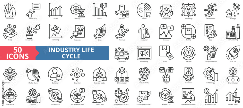Industry life cycle icon collection set. Containing innovation ...