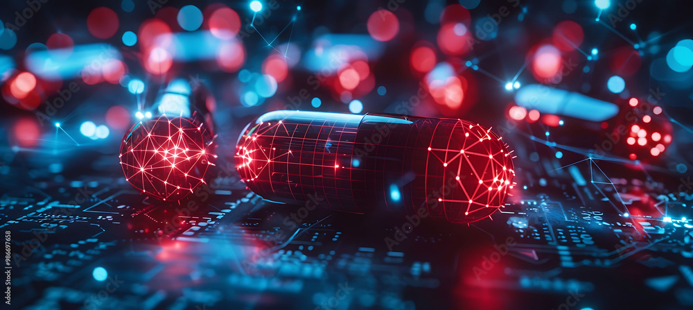 Ai drug repurposing for pharmaceuticals depicted in an abstract ...