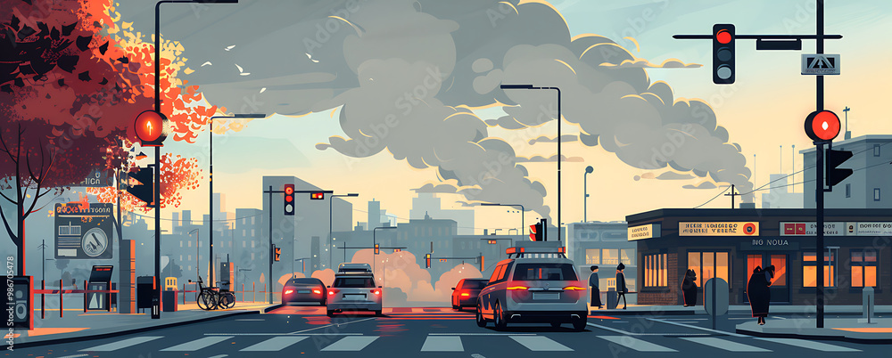 Ai pollution control visualized in a detailed vector showing how ...