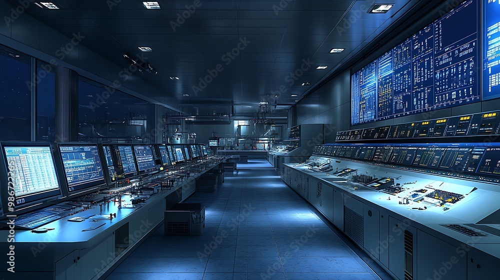 Control Room: A high-tech control room with monitors displaying real-time data on gas production ...