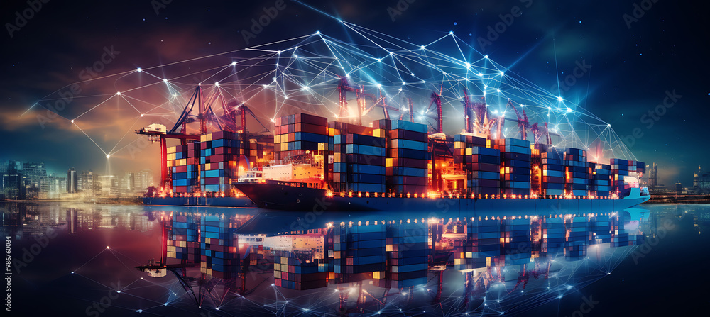 Ethereal concept of AI maritime logistics within shipping and freight ...