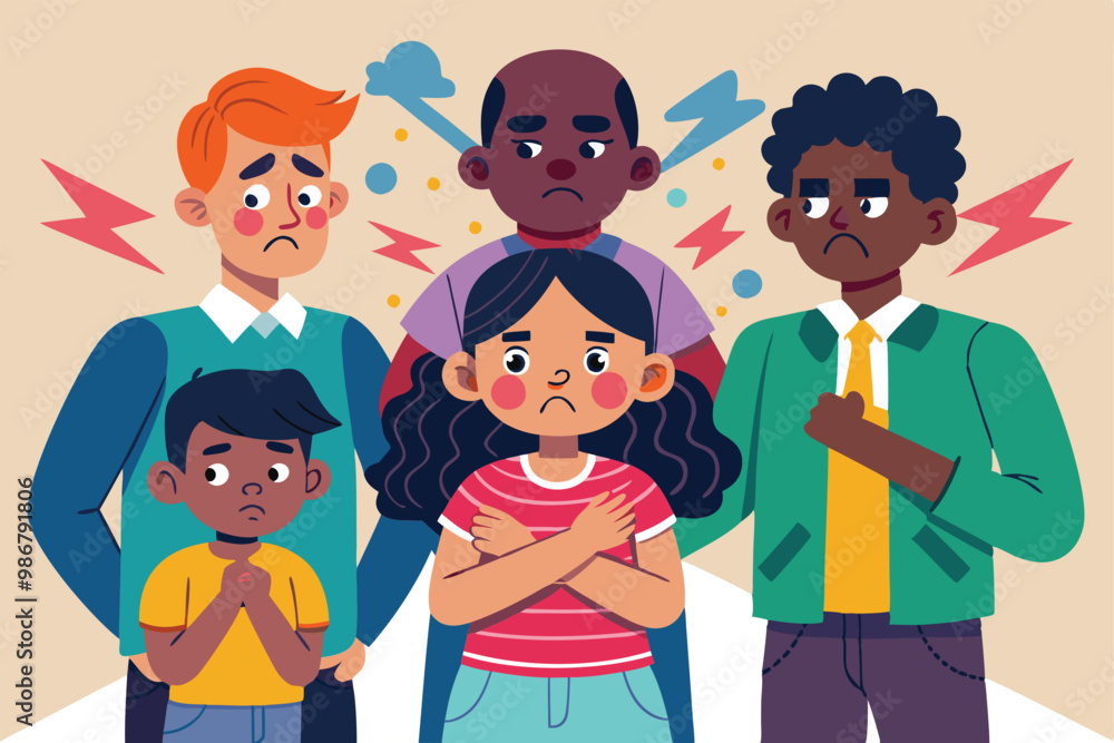 A group of children and adults express concern and sadness over ...