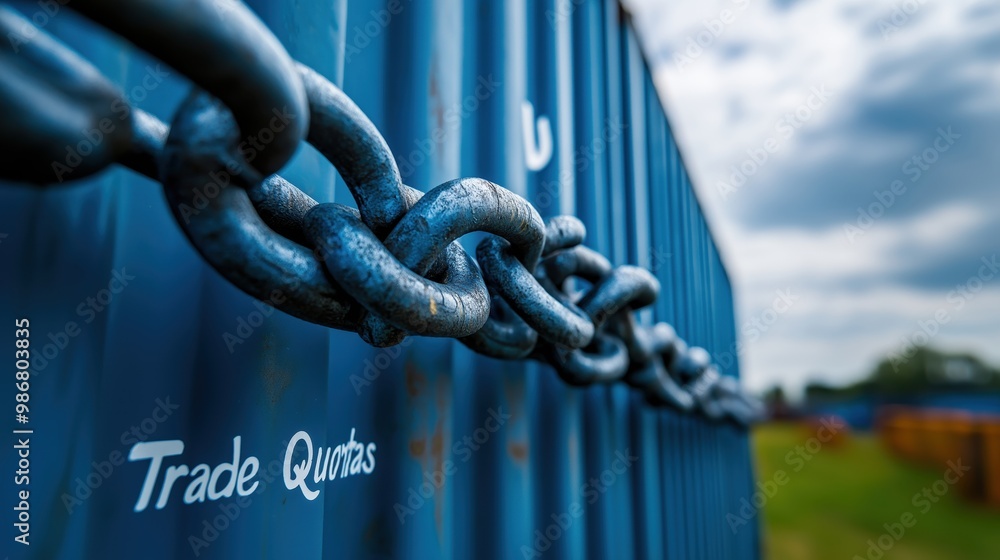Rusted metal chains and grids creating a locked and secured barrier ...