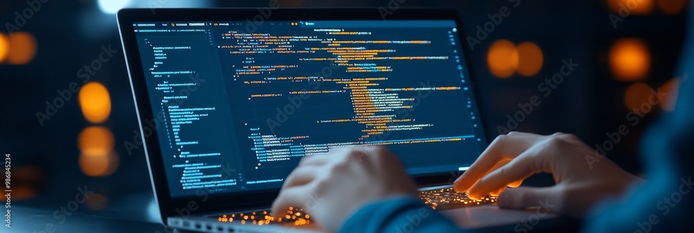A programmer diligently works late into the night, coding on their ... A programmer diligently works late into the night, coding on their ...