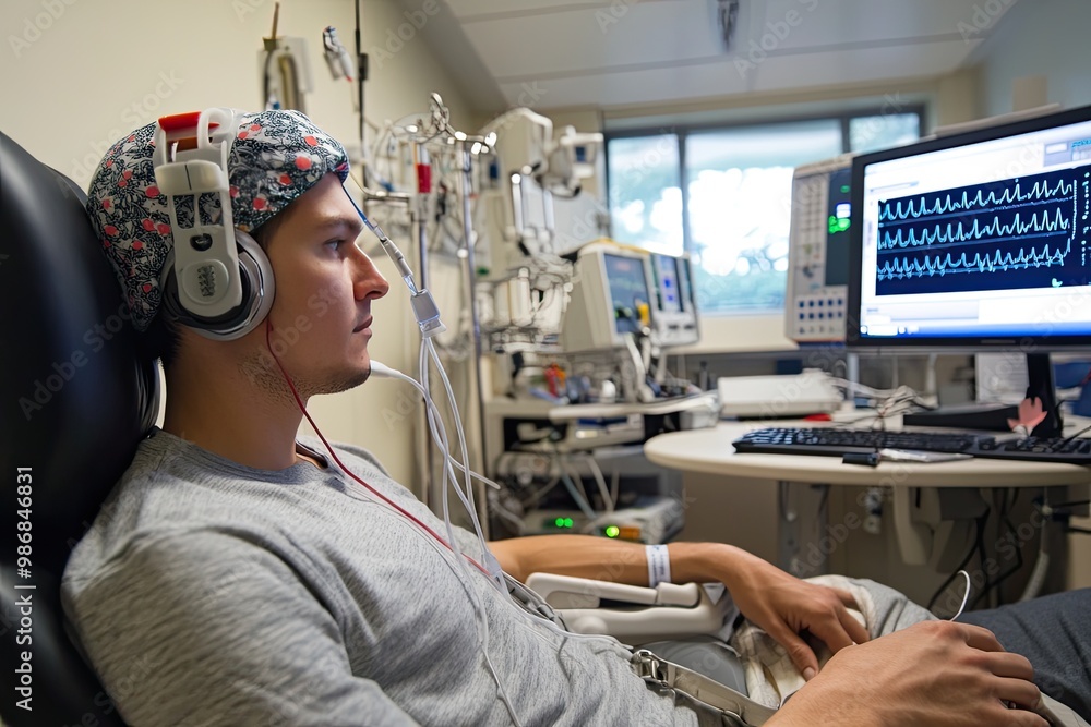 Brain-computer interface allowing a paralyzed patient to control a computer cursor with their ...