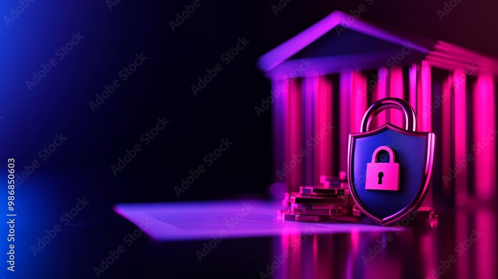 A symbolic representation of financial security featuring a bank ...