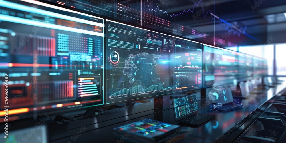 High-tech visualization of compliance frameworks, featuring detailed ...