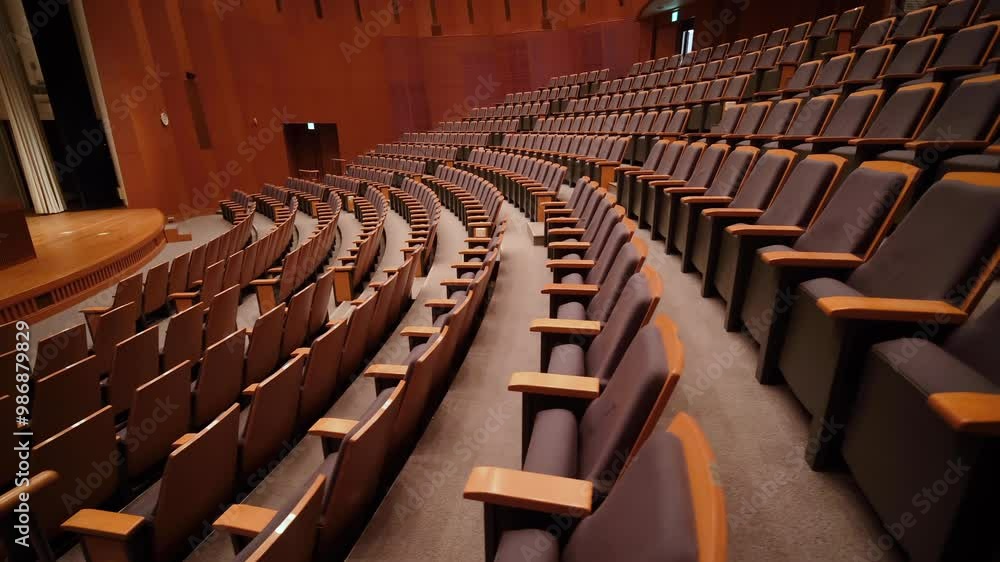 Empty seats in hall. Rows of seats. Classroom for students. Performance ...