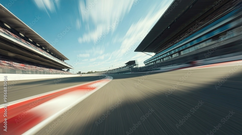 F1 Race Track Circuit with Motion Blur: High-speed F1 race track ...