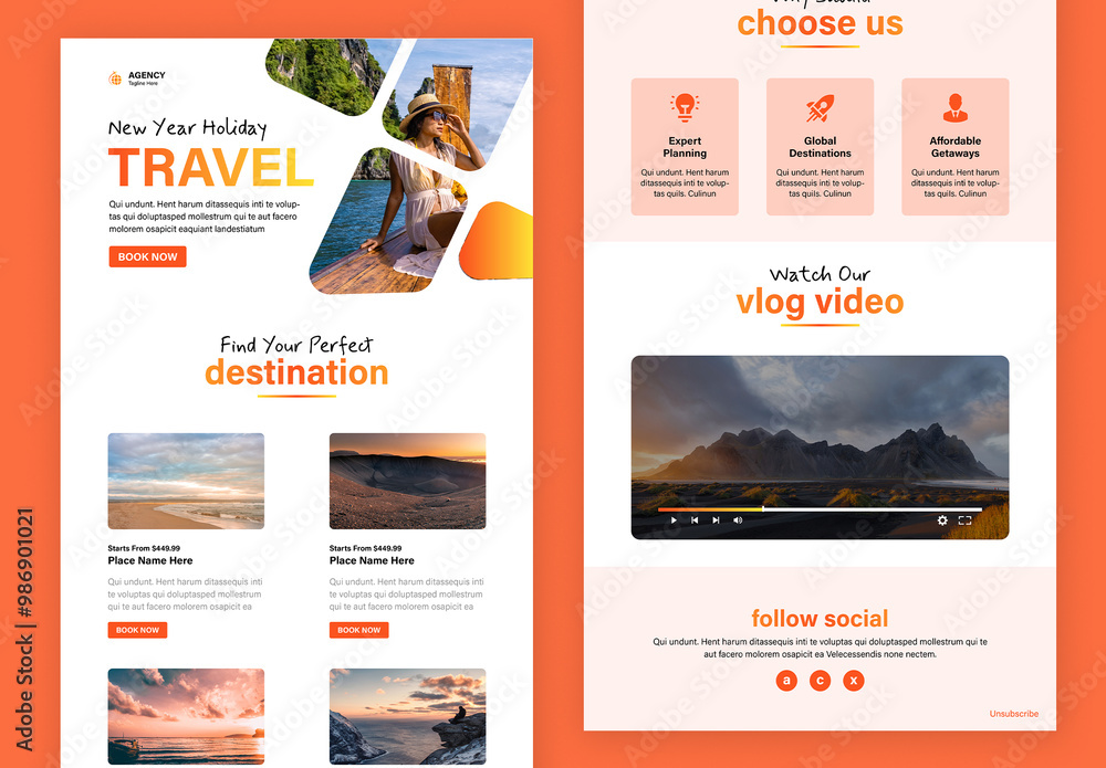 Travel Agency Email Newsletter Stock Template | Adobe Stock