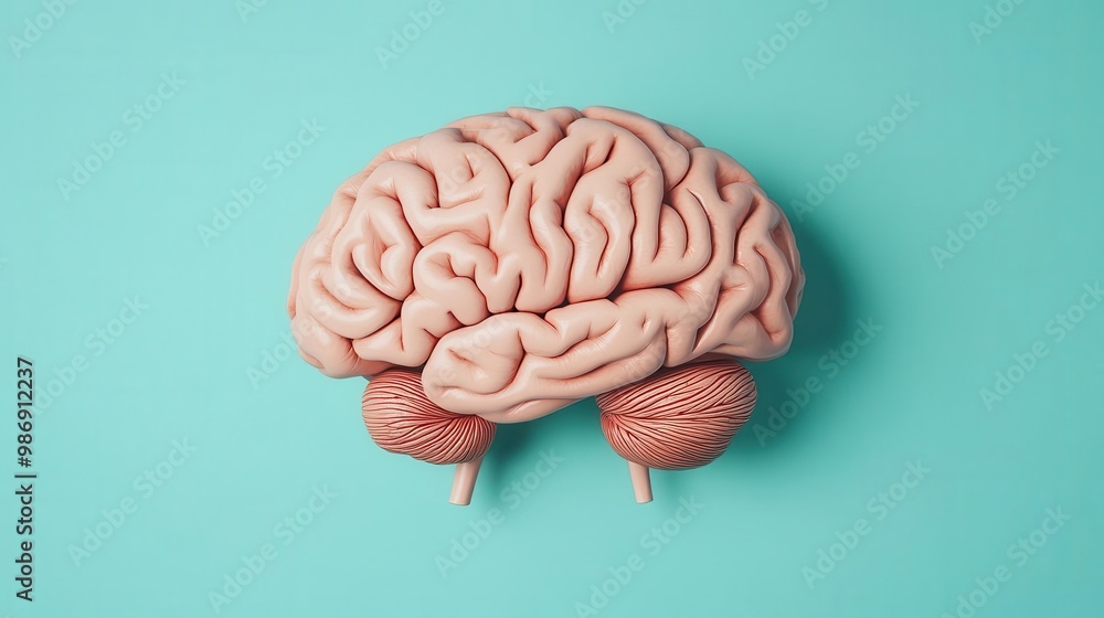 A realistic image of the human brain with lobes and functions labeled ...