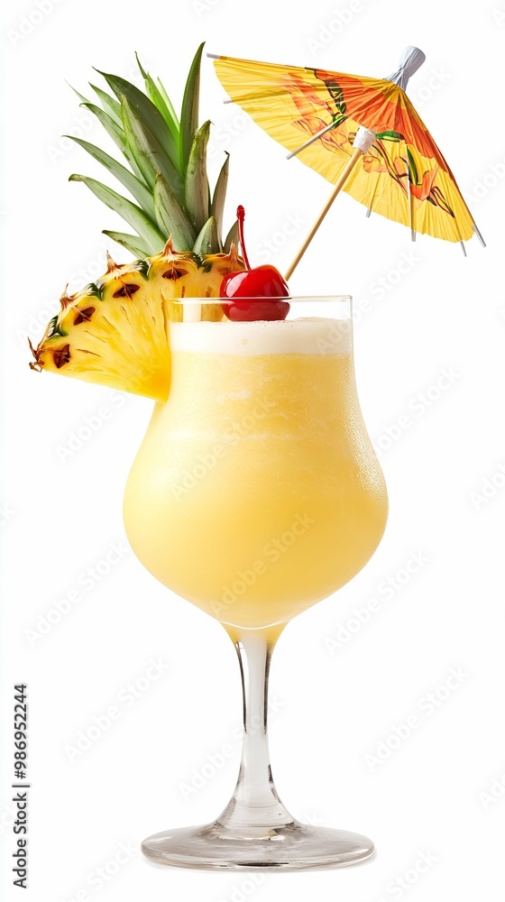 Pina Colada Cocktail with Pineapple and Cherry Garnish. Stock Photo ...