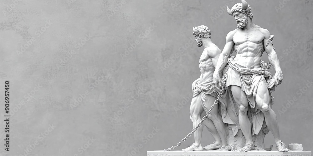 Ancient Greek Statues in Black and White: Two muscular figures, one ...