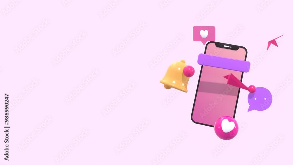 Animated Smartphone With Social Media Icons With Copy Space. Social ...