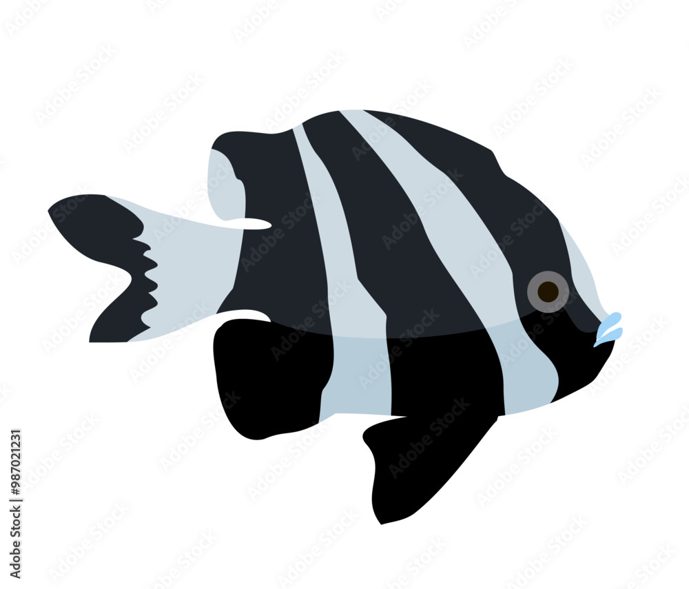 Cartoon character coral fish. Tropical Fish. Humbug Damselfish ...