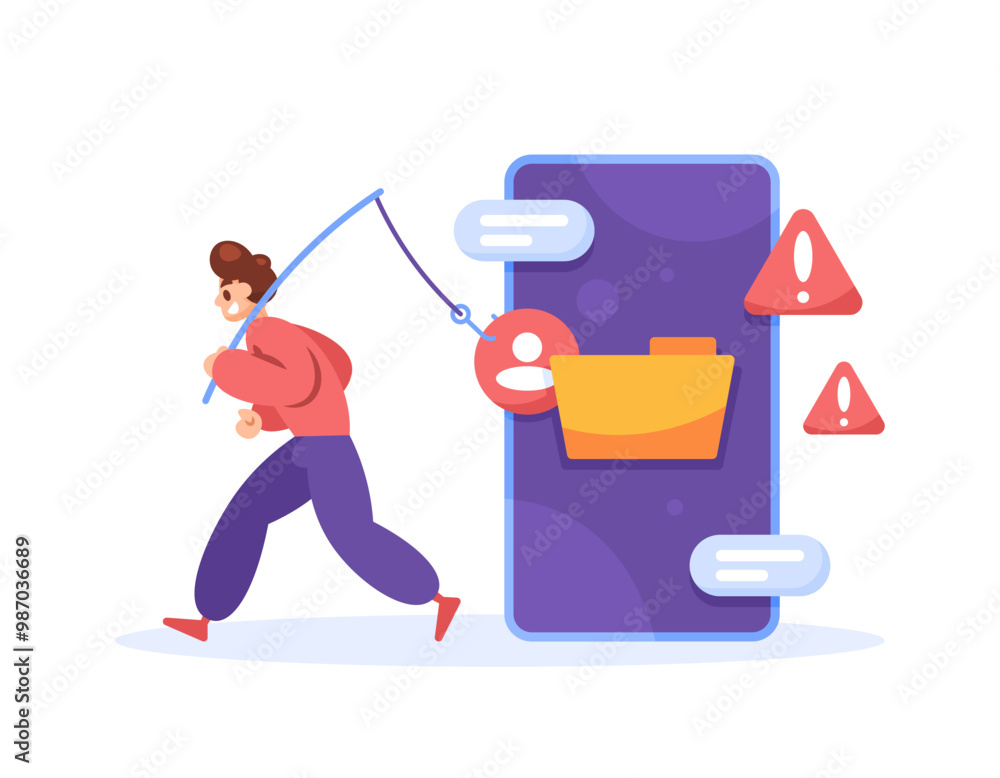 system hacking concept. hacking account. taking files. illustration of ...