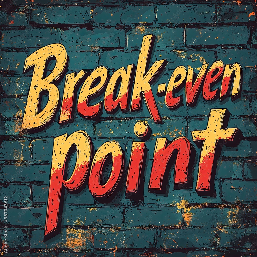 Break-even point text in vintage graffiti style artwork Stock ...