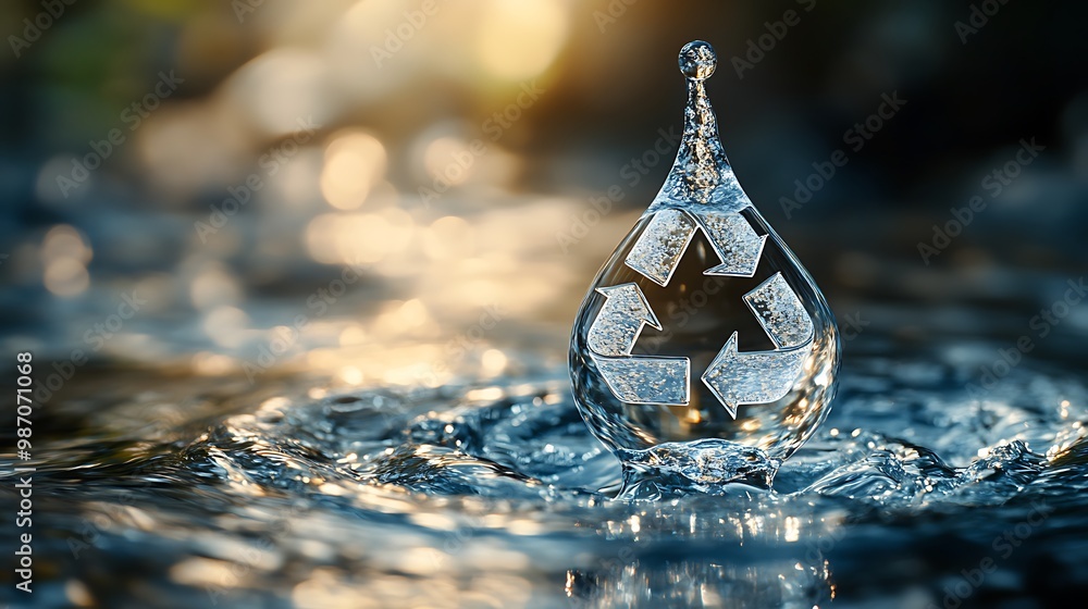 Water Droplet Recycling: A transparent water droplet with the recycling ...