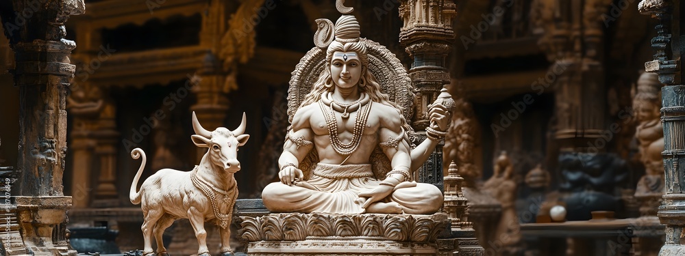 Intricate and Detailed Sculpture Depicting the Hindu Deity Lord Shiva ...