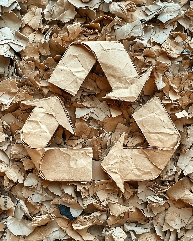 Paper Cutout Recycling: A piece of paper with the recycling symbol cut ...